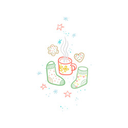 Hand draw with cosiness things top view of cozy Vector Image