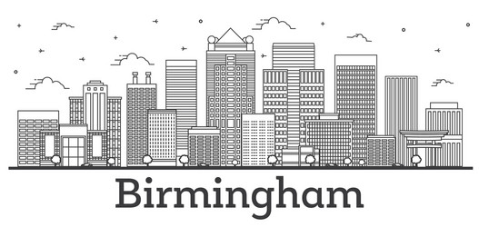 Outline birmingham alabama city skyline Royalty Free Vector