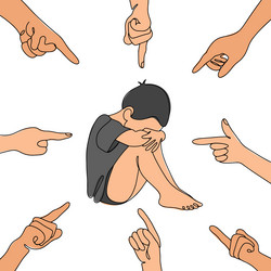 Bullying child point your finger one line Vector Image