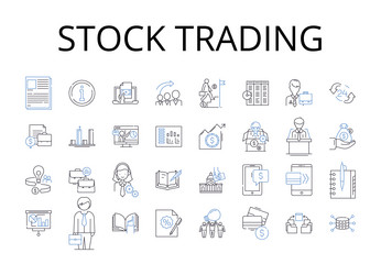 Stock trading line icons collection forex trading Vector Image