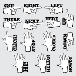 Retro pointing fingers set Royalty Free Vector Image