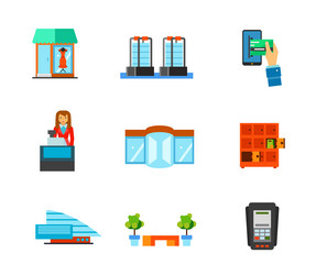 Shopping mall icon set Royalty Free Vector Image