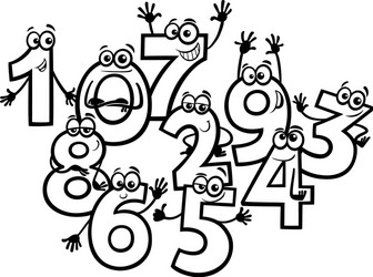 Cartoon numbers collection coloring book Vector Image