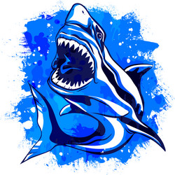 Shark with open mouth in the sea flat Royalty Free Vector