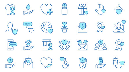 Charity and donation silhouette icons set giving Vector Image