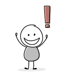 Happy cartoon caricature with exclamation mark Vector Image