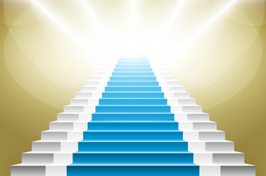 Staircase with blue carpet stairs with a blue Vector Image