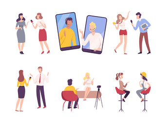 Talk show participants Royalty Free Vector Image