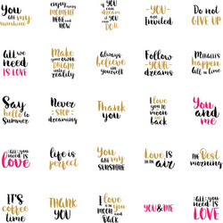 Mega set of 60 hand written lettering positive Vector Image