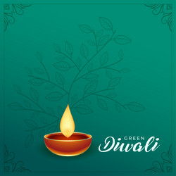 Happy diwali festival green background Royalty Free Vector