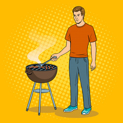 Crying barbecue character cartoon style Royalty Free Vector