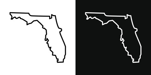 Florida map icon set miami state cutout Royalty Free Vector