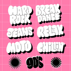 Popular 90s words retro lettering sticker set Vector Image
