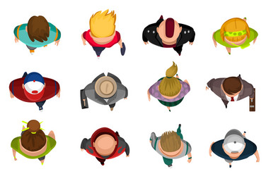 People sitting top view set 1 Royalty Free Vector Image