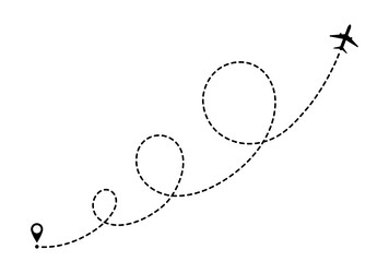 Airplane line path route Royalty Free Vector Image