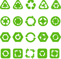 Set of green recycle icon collection Royalty Free Vector