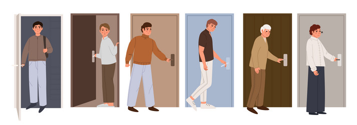 People come in and out Royalty Free Vector Image