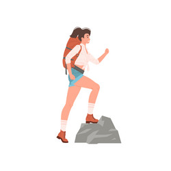 Woman hiker with backpack holding travel map Vector Image