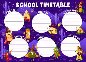 Cartoon toucan birds education timetable schedule Vector Image