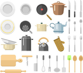 Kitchen utensils food kitchenware cooking set Vector Image