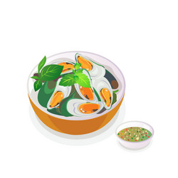 Mussel mollusk cartoon Royalty Free Vector Image