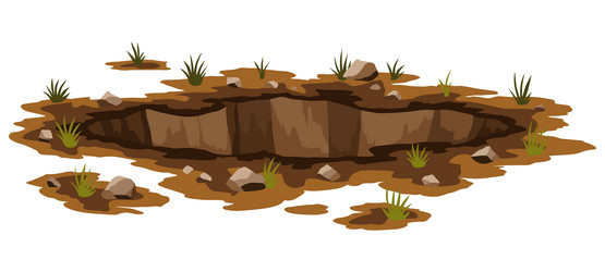 Cartoon Deep Pit with Rocks Royalty Free Vector Image
