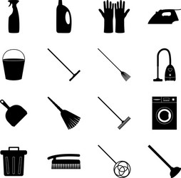 Cleaning black icon set Royalty Free Vector Image