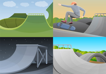 Skate park at night concept background cartoon Vector Image