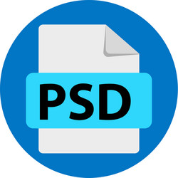 Blue icon psd file format extensions Royalty Free Vector