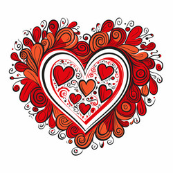 Heart hand-drawn comic heart doodle style cartoon Vector Image
