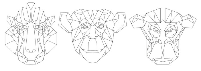 Dog head triangular icon geometric trendy line Vector Image