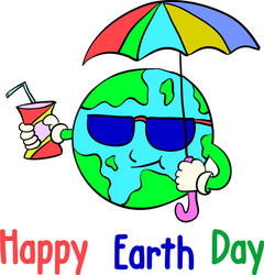 Happy earth day with world cartoon style Vector Image