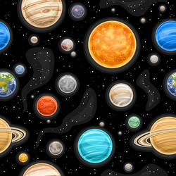 Seamless space pattern background with planets Vector Image