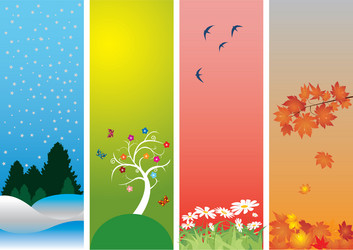 Four nature seasons color squares Royalty Free Vector Image