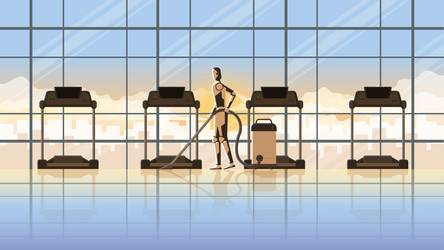 Technology concept of robots replaces humans Vector Image