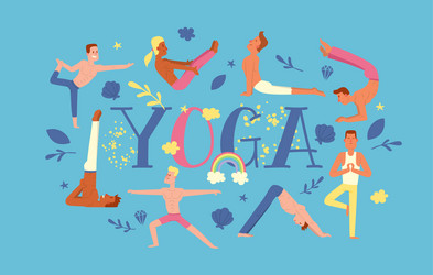 Yoga people yogi character training Royalty Free Vector
