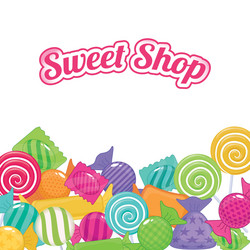 Love sweet shop logo with many sweets Royalty Free Vector
