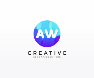 Aw initial logo with colorful circle template Vector Image
