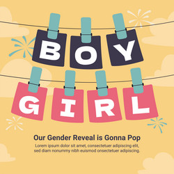 Gender reveal celebration poster isolated on white