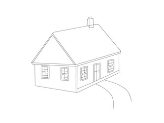 House line art nice little hut Royalty Free Vector Image