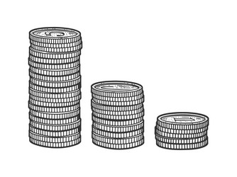 Coin stacks isolated sketch money and finance Vector Image