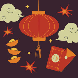 Set chinese new year symbols good luck prosperity Vector Image