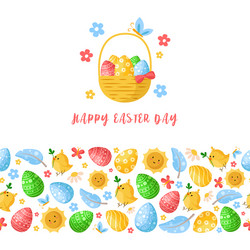Cartoon easter day seamless pattern Royalty Free Vector