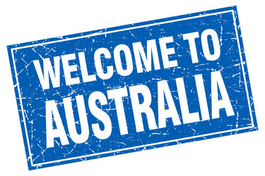 Welcome to australia blue square grunge stamp Vector Image