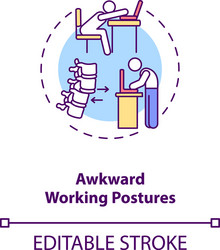 Awkward working postures concept icon Royalty Free Vector
