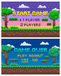Pixel art game development set - progress bar Vector Image