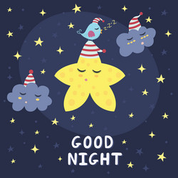 Good night wishes with glitter gold moon and stars