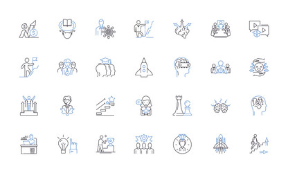 Dominance line icons collection power control Vector Image