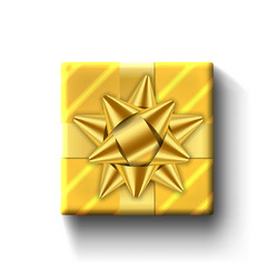 Gift box icon surprise present template gold Vector Image