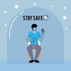 Man on chair and stay safe design Royalty Free Vector Image